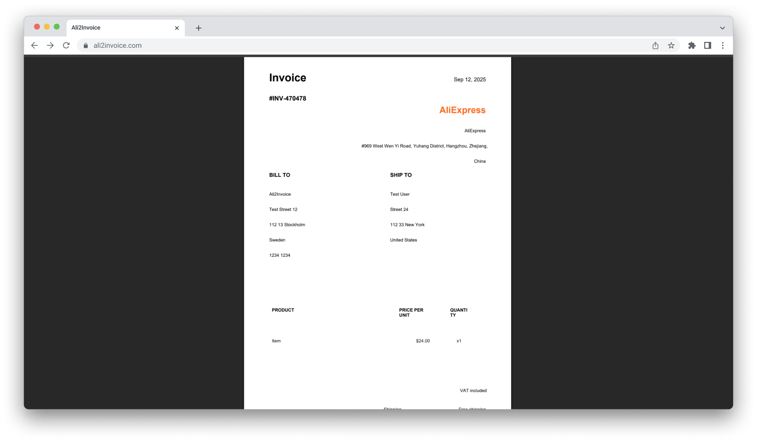 Ali2Invoice - Generate Professional Invoices from AliExpress Orders